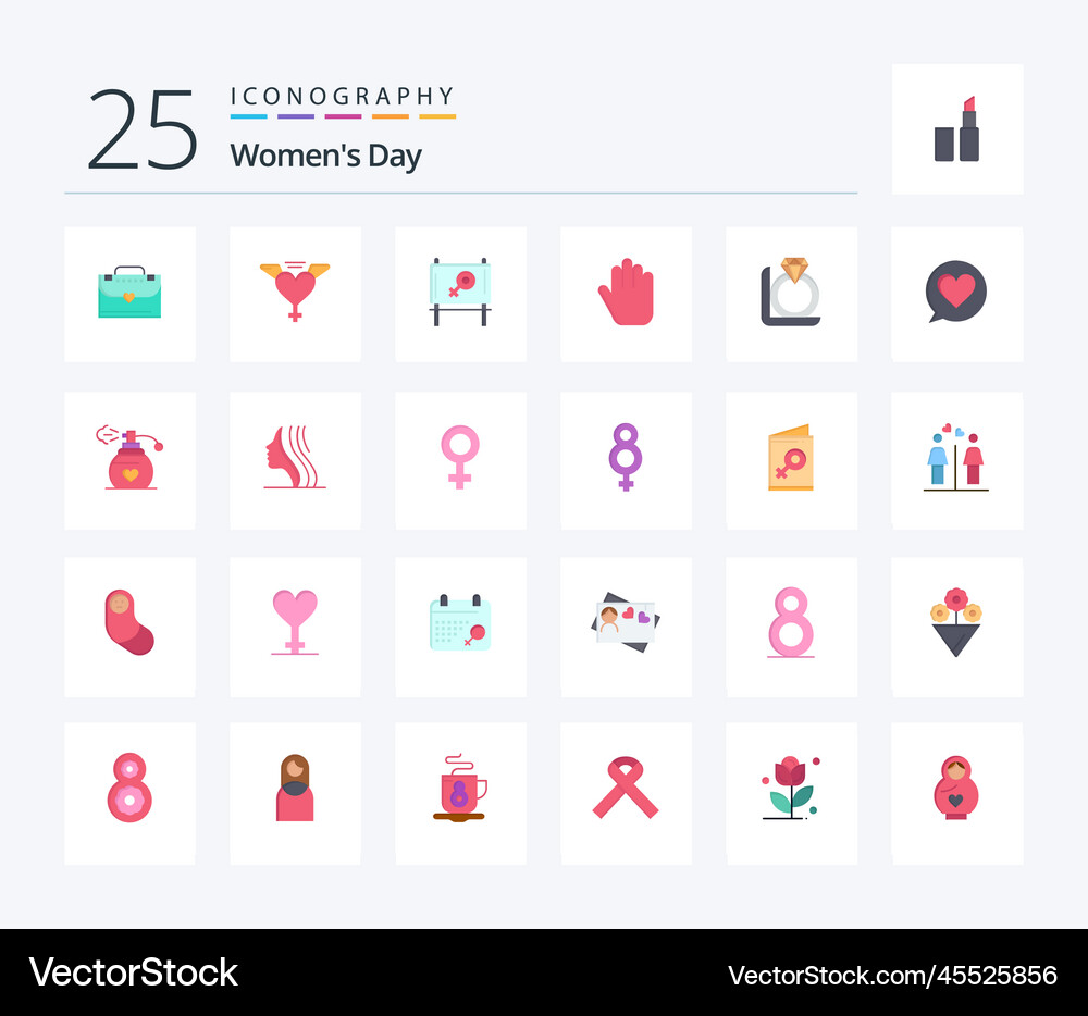Womens day 25 flat color icon pack including day Vector Image