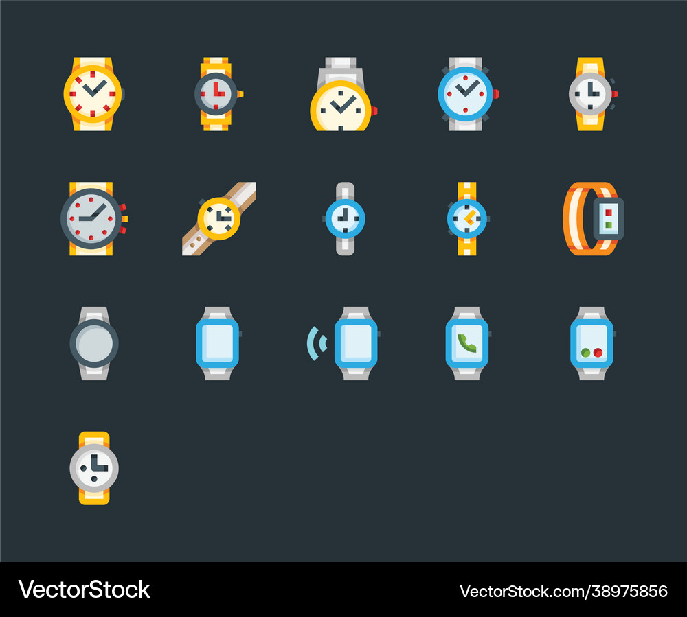 Wrist watch icons Royalty Free Vector Image - VectorStock