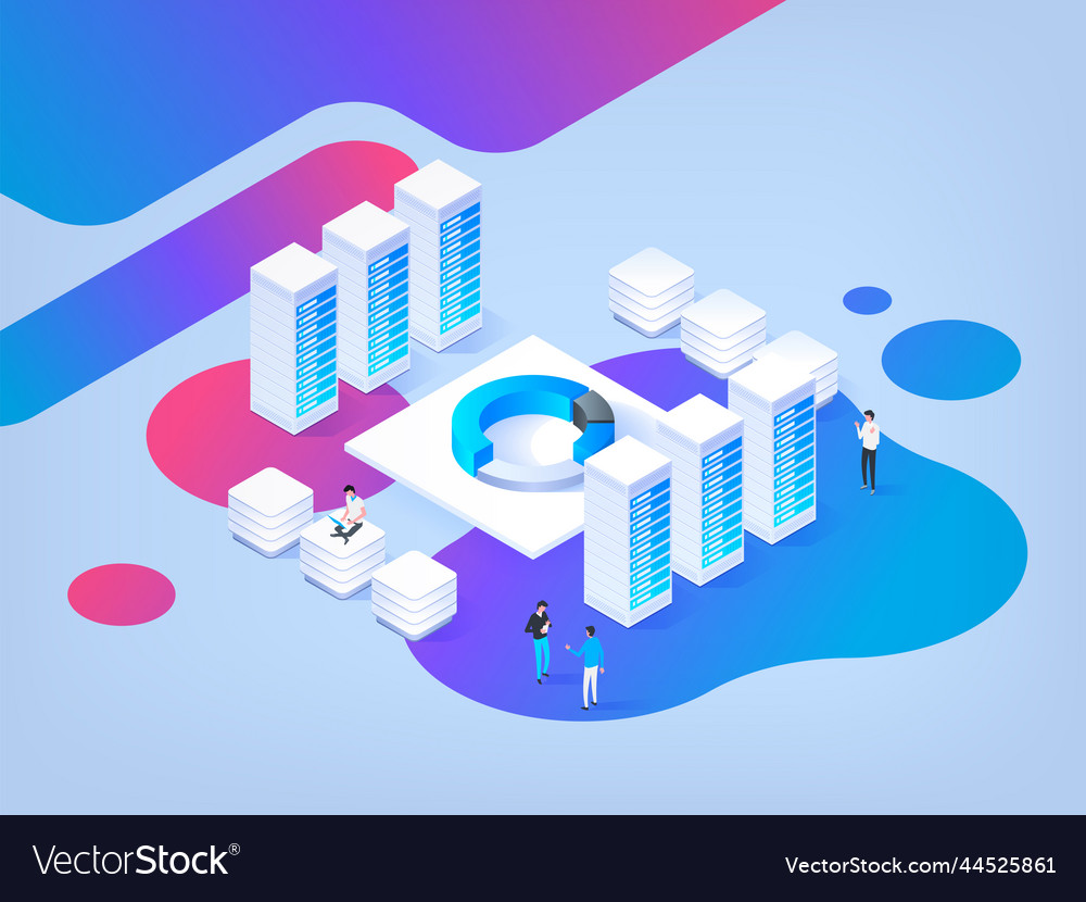 Abstract Isometric High Technology Concept Data Vector Image