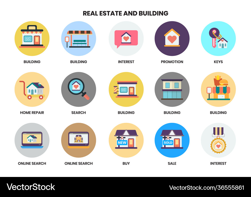 Building icons set for business Royalty Free Vector Image