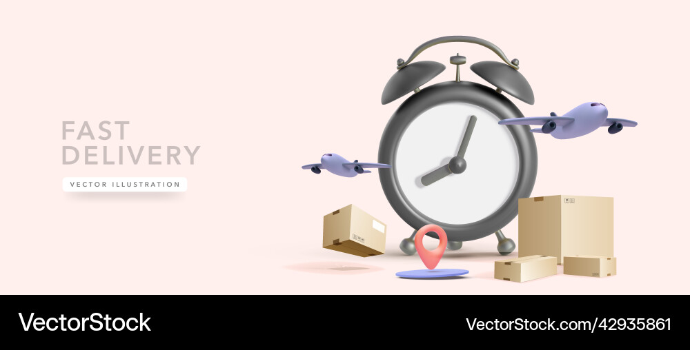 Concept fast delivery service with alarm clock Vector Image