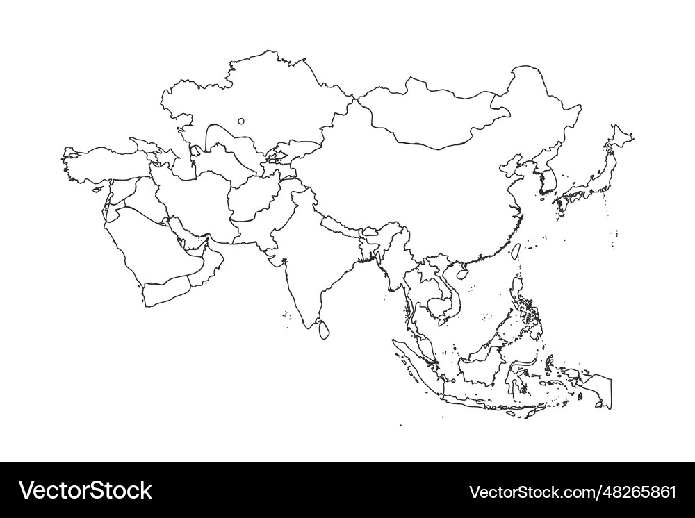 Doodle map of asia with countries Royalty Free Vector Image