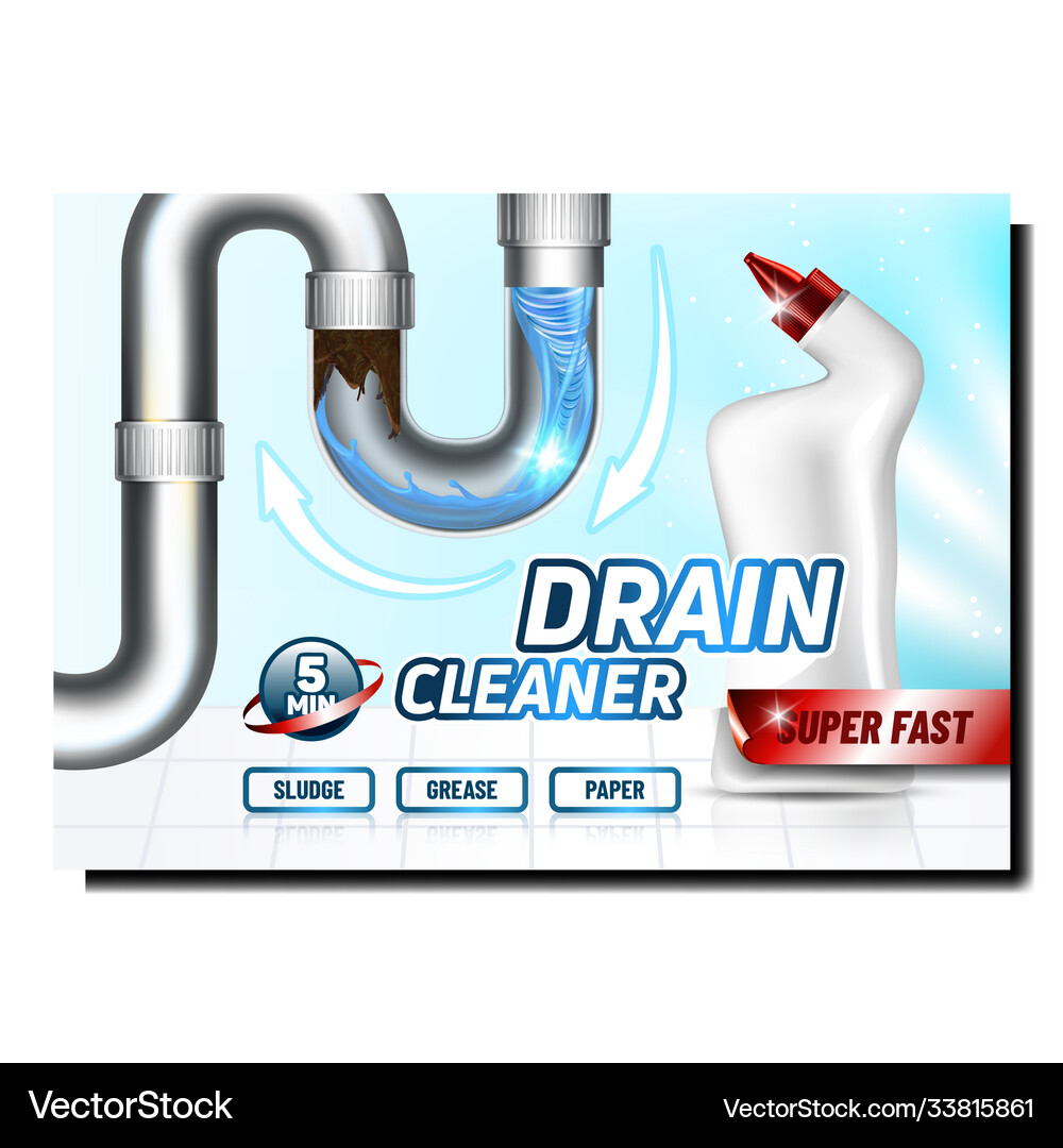 Drain cleaner creative promotional poster Vector Image