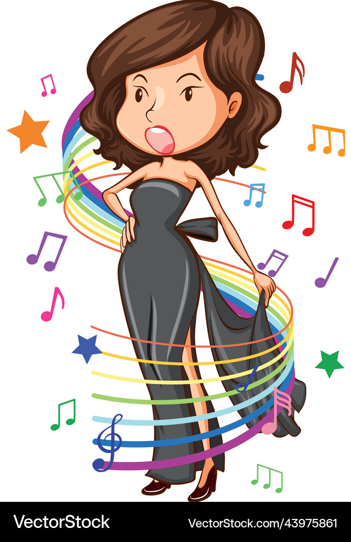 Female singer cartoon character Royalty Free Vector Image
