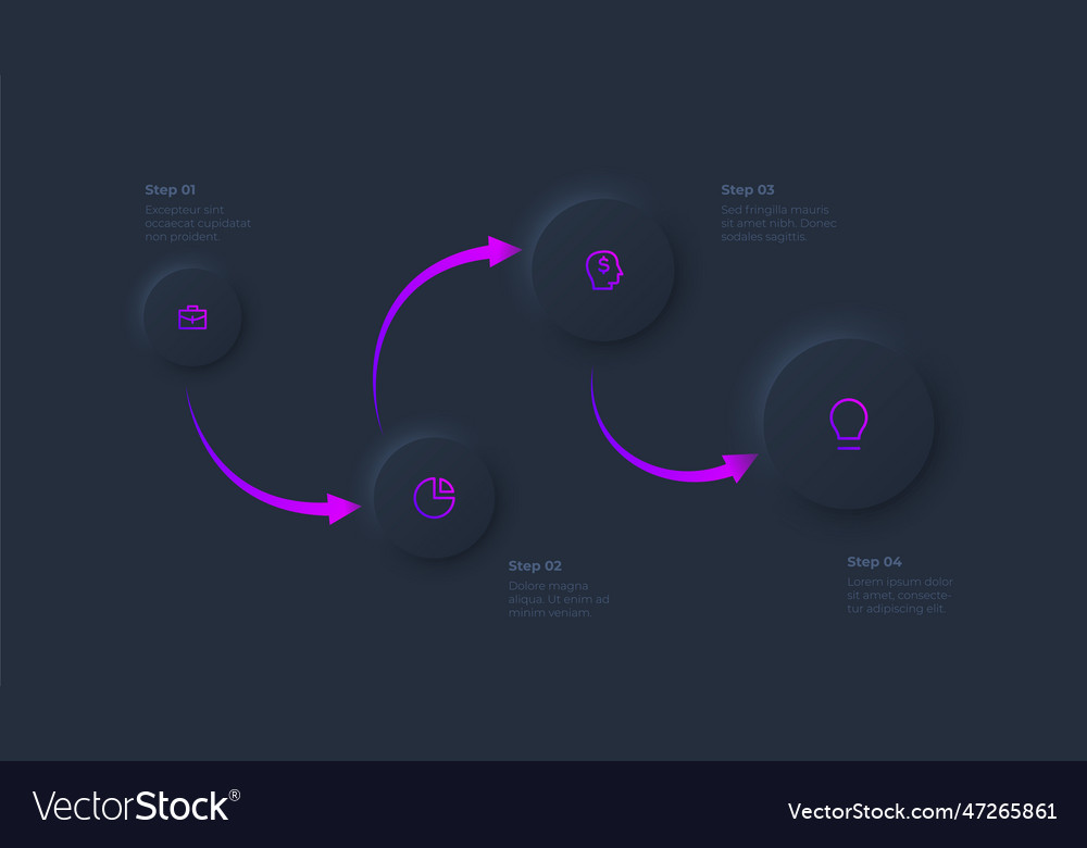 Four circles with arrows dark neumorphism Vector Image