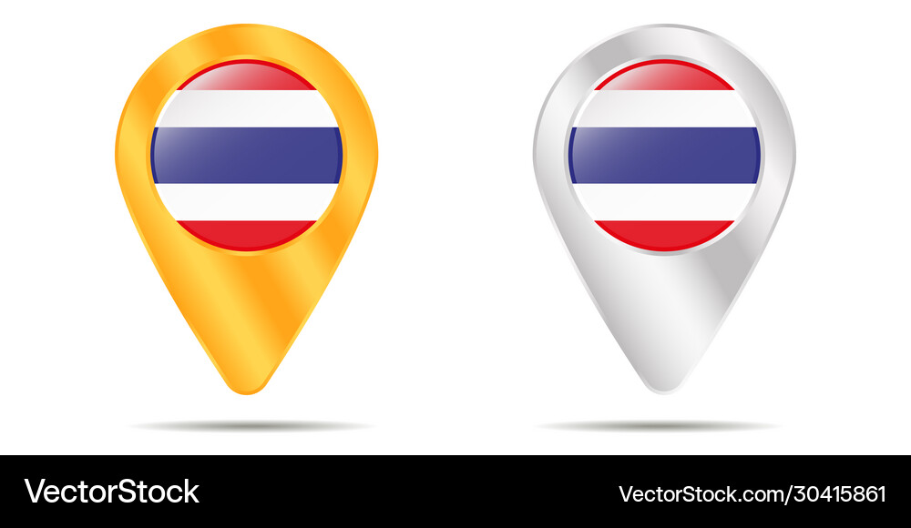 Map pins with flag thailand on a white Royalty Free Vector
