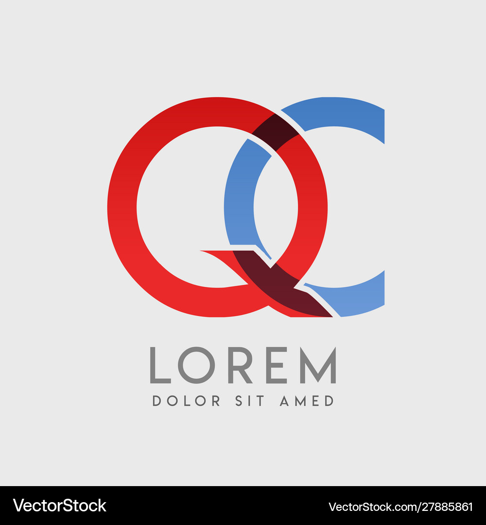 Qc logo letters with blue and red gradation Vector Image