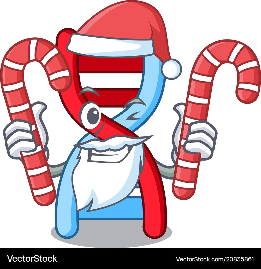 Santa with candy dna molecule mascot cartoon Vector Image