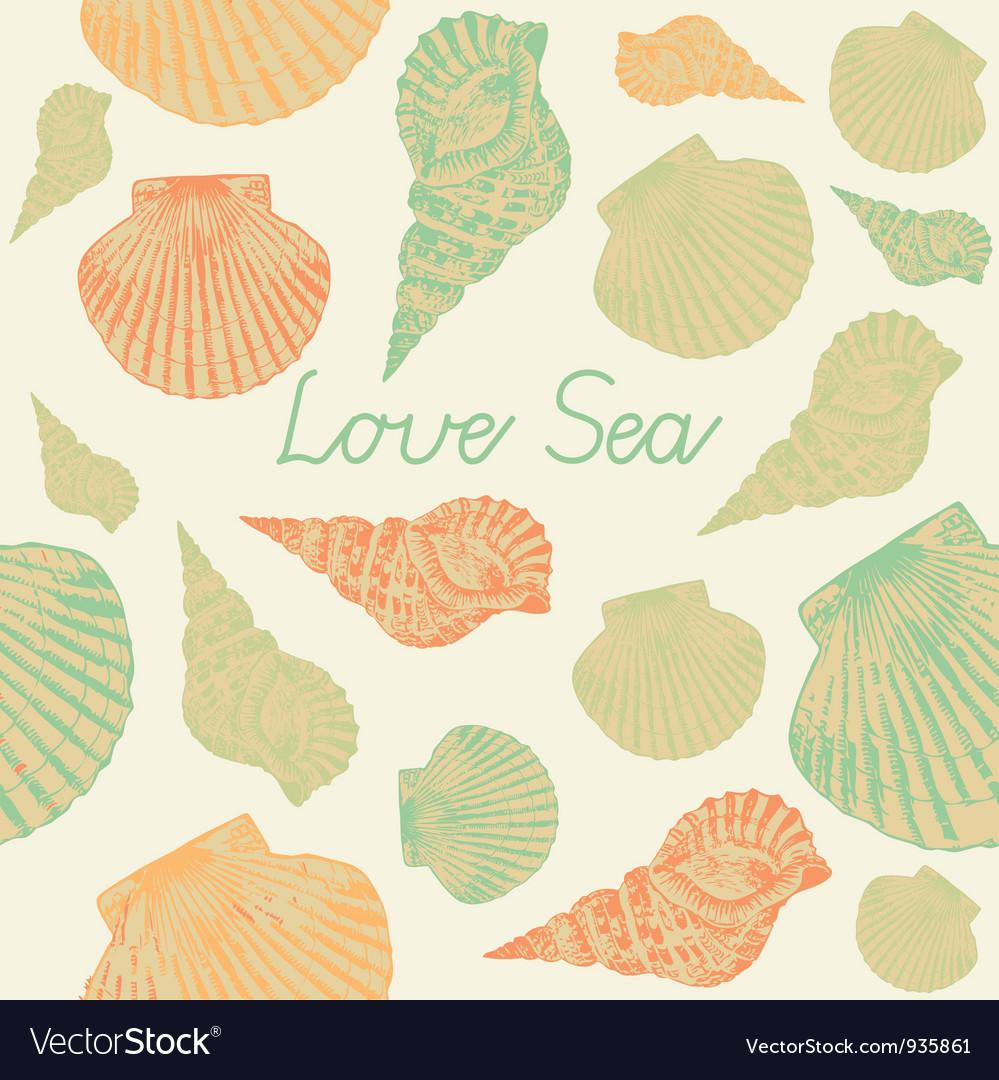 Seashells pattern background Royalty Free Vector Image