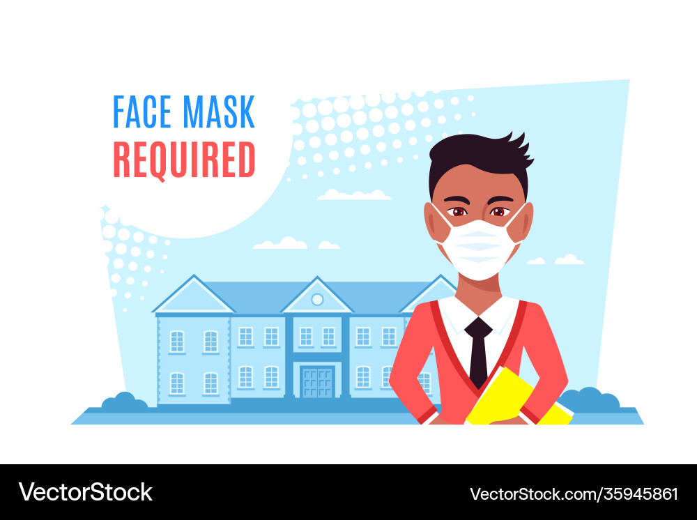 Young man wearing face mask flat style Royalty Free Vector