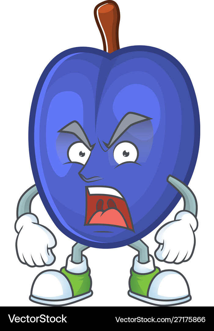 Angry fresh prunes character mascot Royalty Free Vector