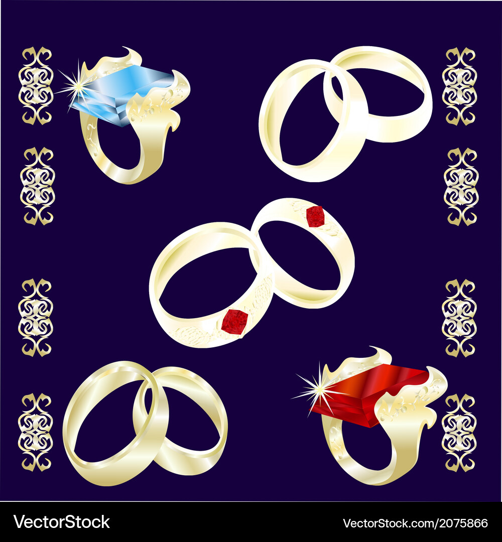 Assortment of precious rings Royalty Free Vector Image