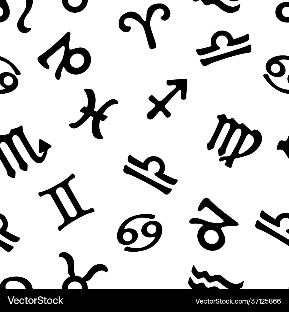 Black zodiac signs seamless pattern zodiac Vector Image