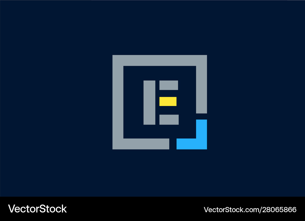 Blue yellow letter e alphabet logo design icon Vector Image