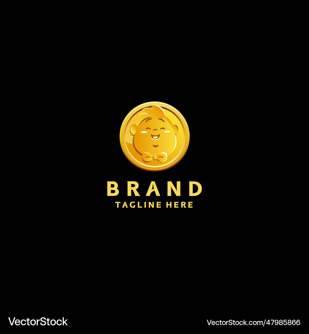 Boys gold coin logo design Royalty Free Vector Image
