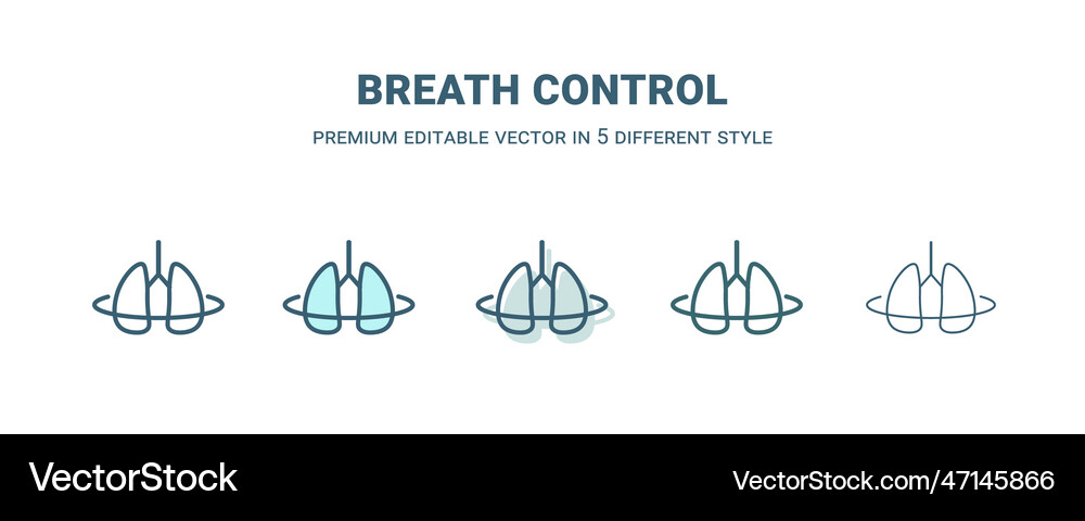 Breath control icon in 5 different style outline Vector Image