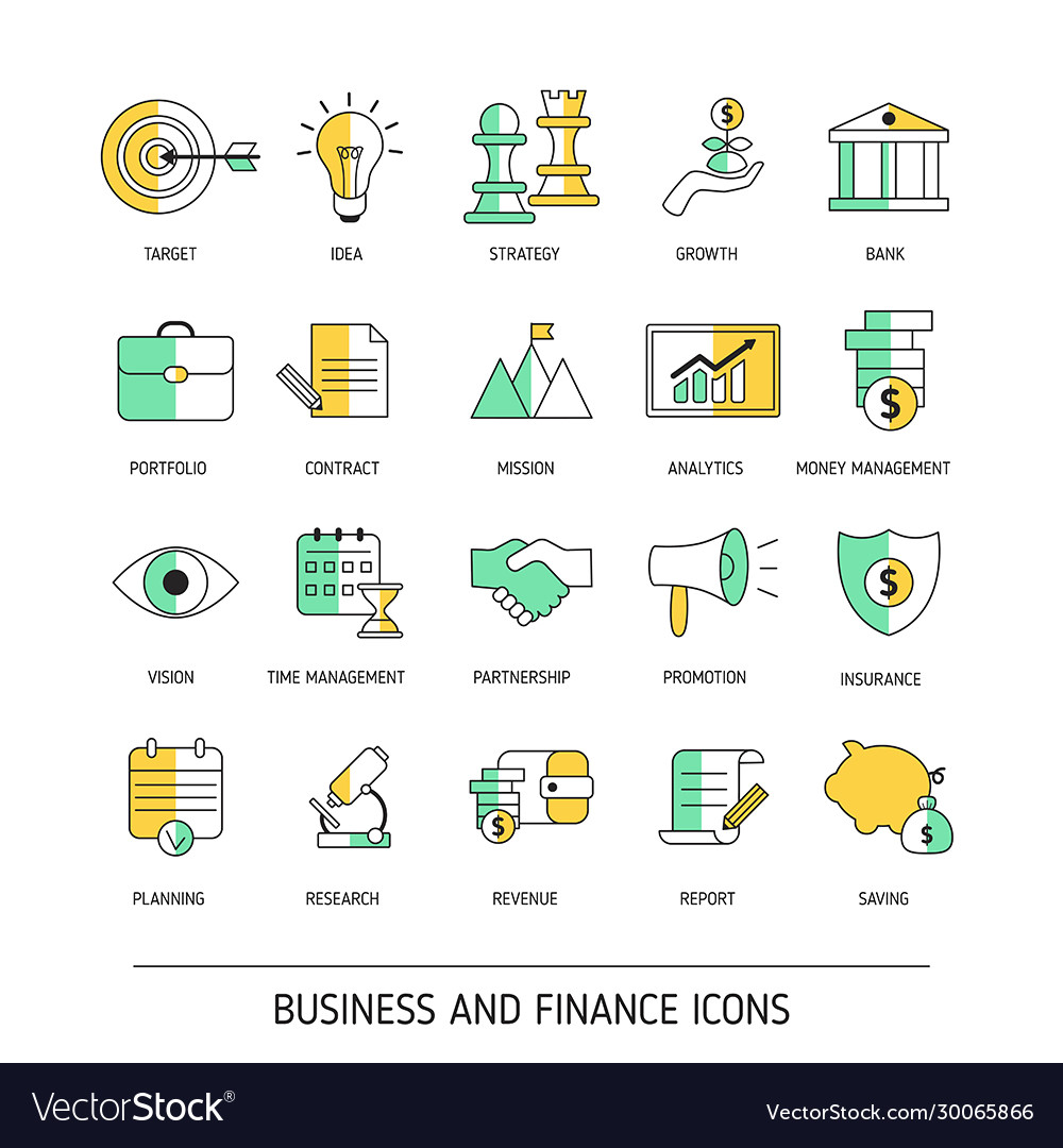 Business and finance icons Royalty Free Vector Image