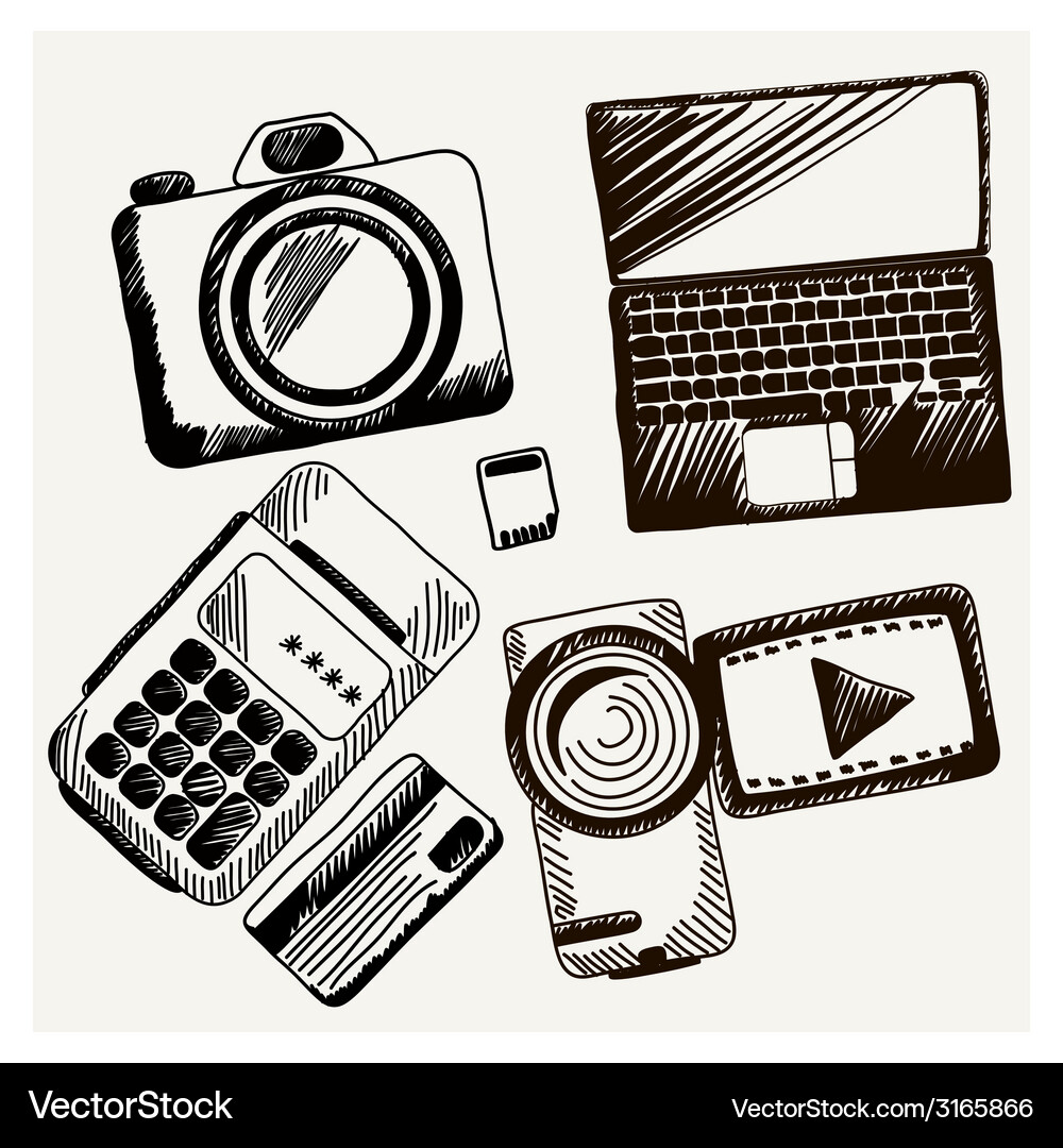 Camera and Laptop Icons Royalty Free Vector Image