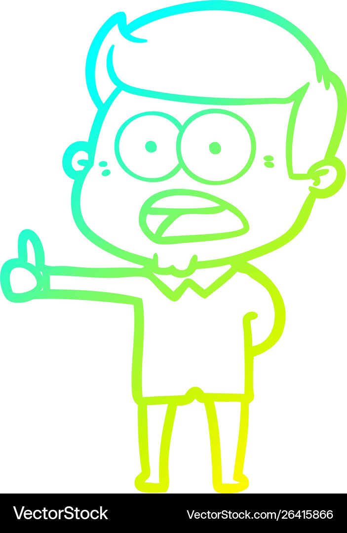 Cold gradient line drawing cartoon shocked man Vector Image