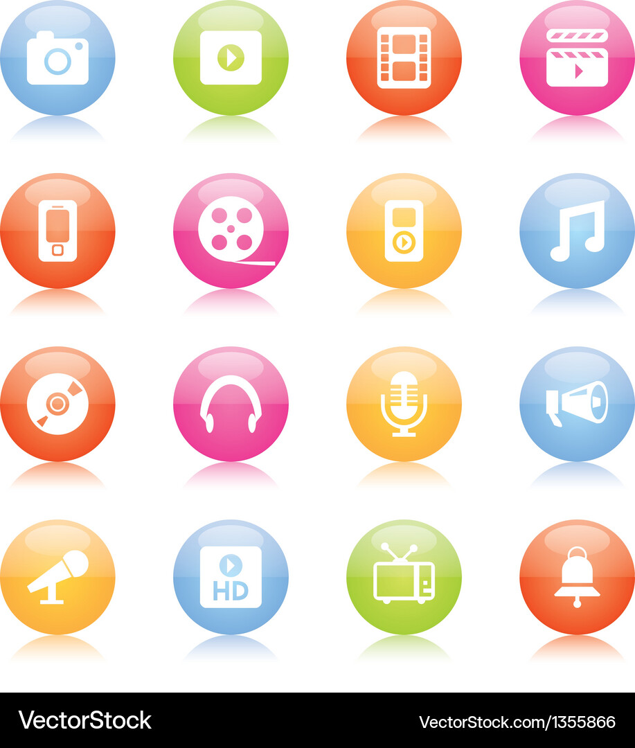 Colorful media icons Royalty Free Vector Image