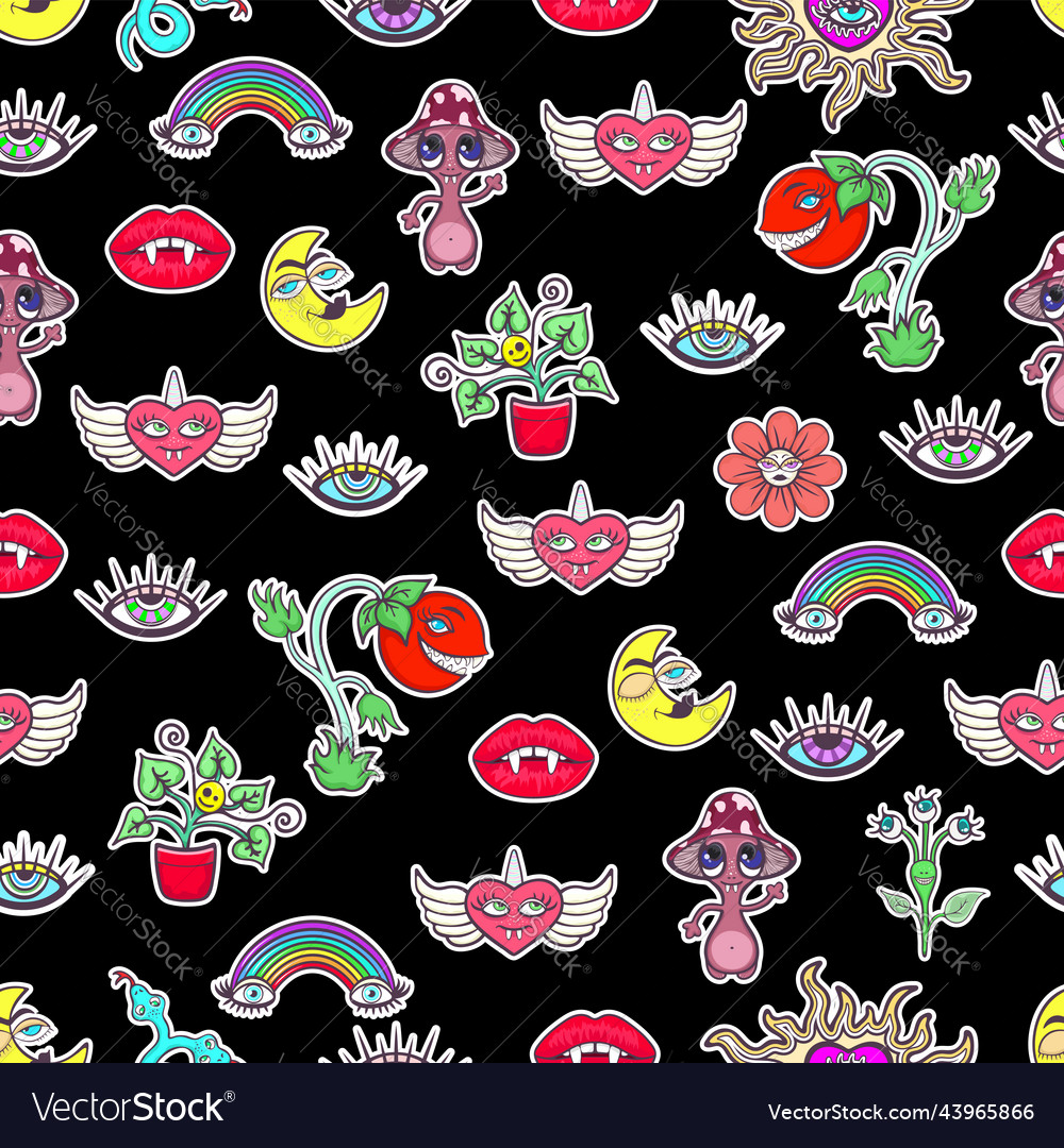 Doodle psychedelic abstract seamless pattern Vector Image Doodle psychedelic abstract seamless pattern Vector Image