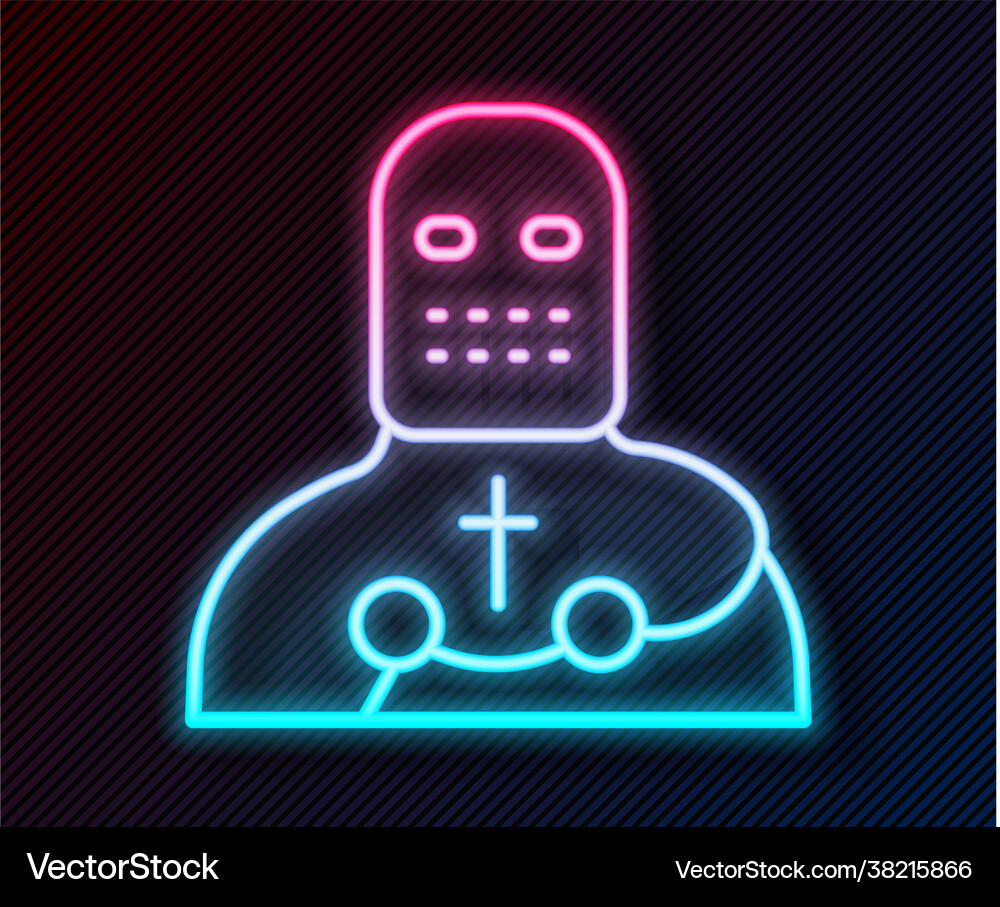 Glowing neon line knight crusader icon isolated Vector Image