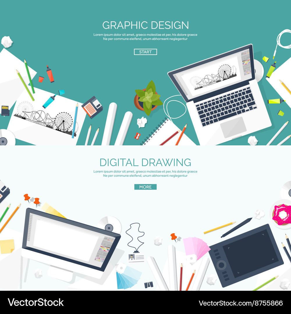 Graphic web design drawing and painting Royalty Free Vector