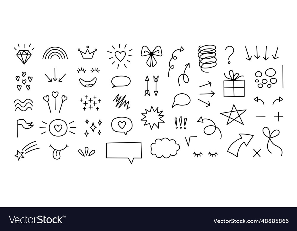 Hand drawn doodle elements set cartoon Royalty Free Vector