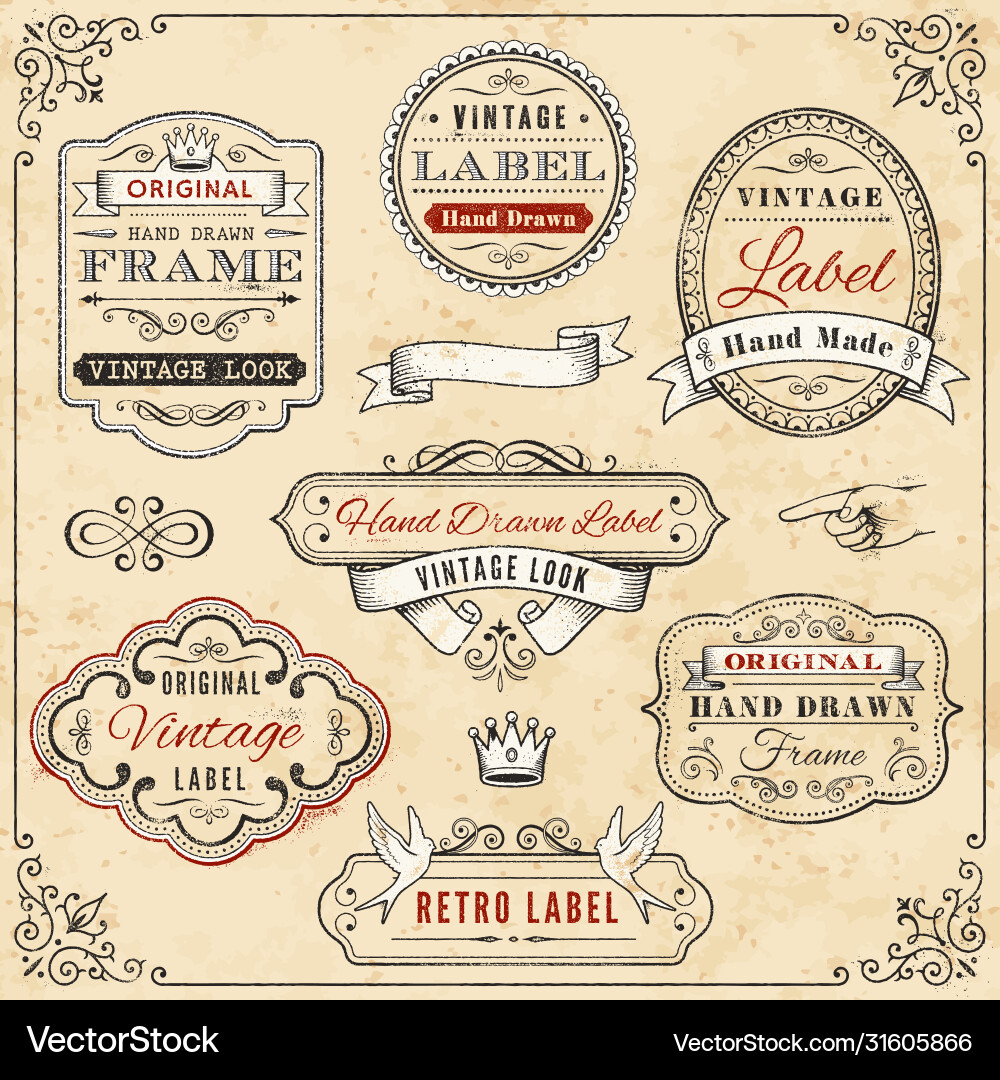 Hand drawn vintage framed label templates Vector Image