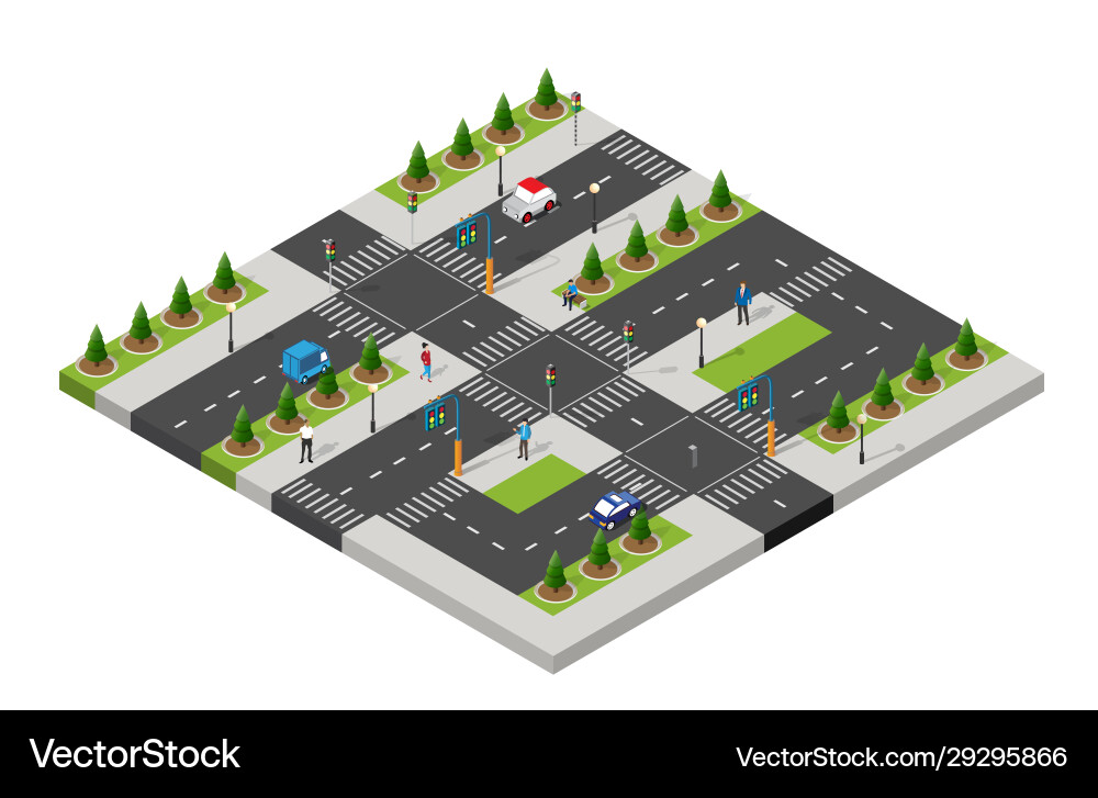 Isometric park people urban infrastructure Vector Image