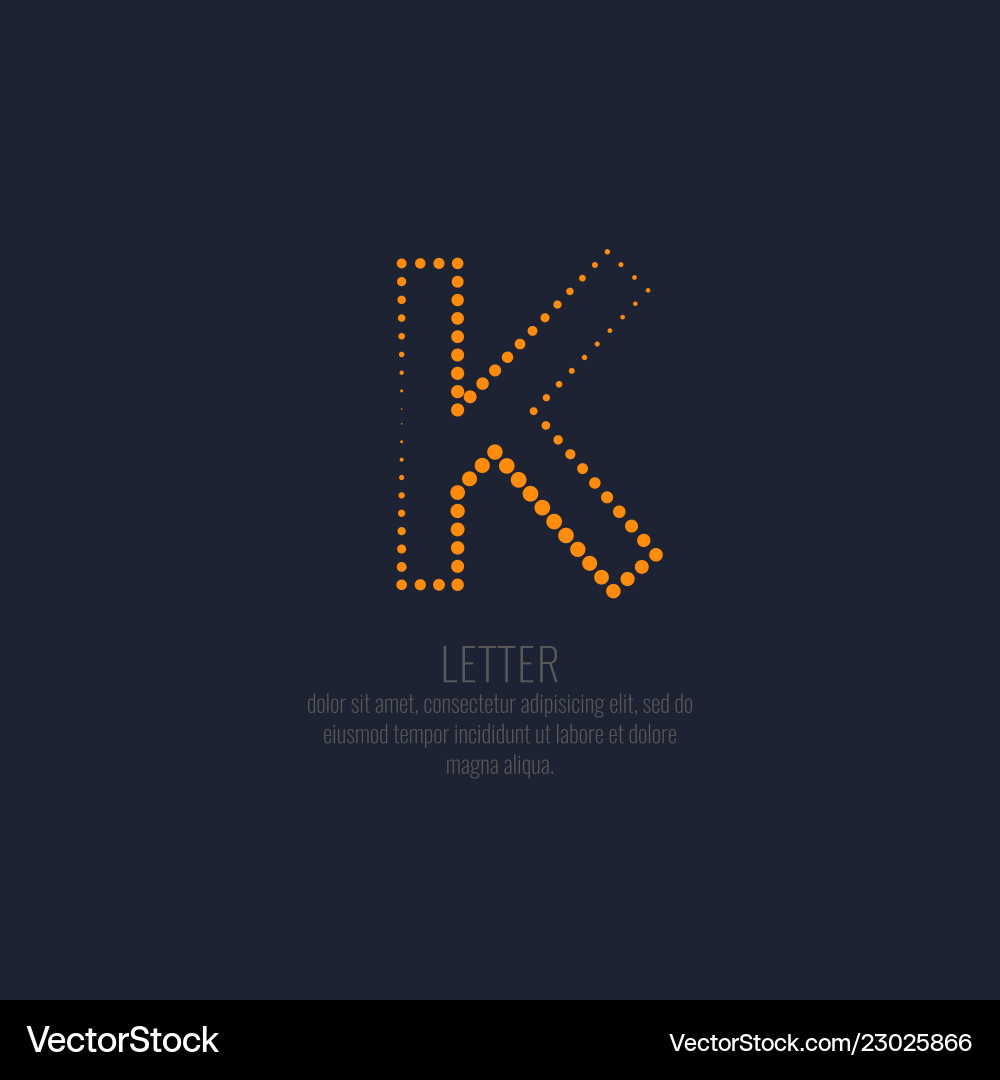 Modern dotted letter k latin alphabet Royalty Free Vector