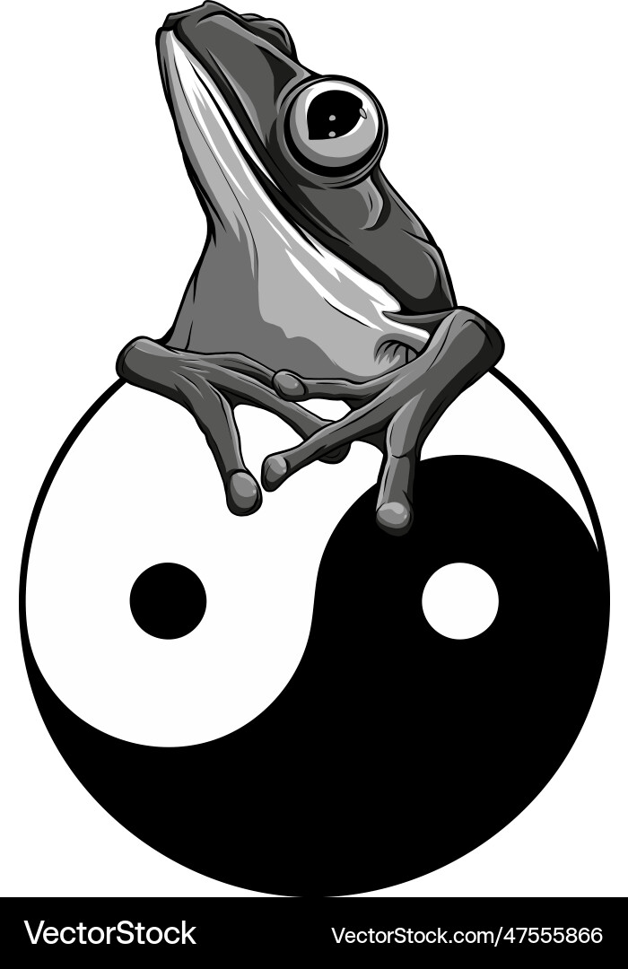 Monochrome frog sits symmetrical sketch Royalty Free Vector