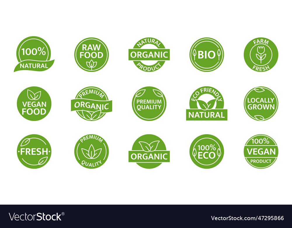 Organic natural bio product icon set healthy Vector Image Organic natural bio product icon set healthy Vector Image