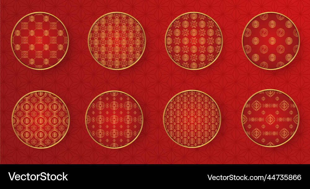 Red golden traditional chinese round pattern decor