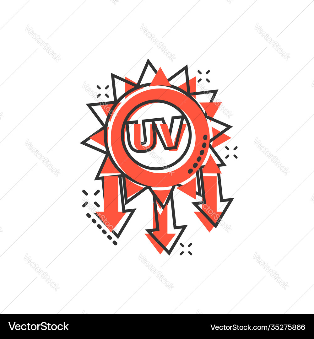 Uv radiation icon in comic style ultraviolet Vector Image