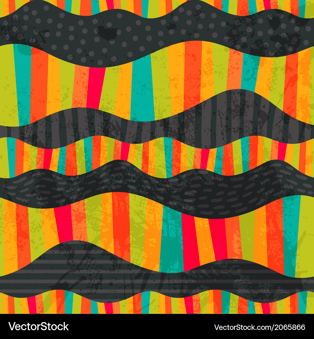 Wavy stripes mosaic seamless abstract wave Vector Image