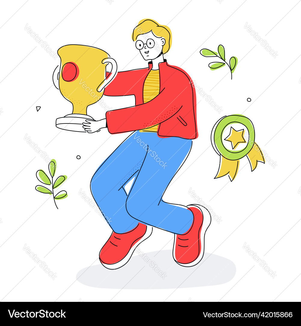 Win the competition - colorful flat design style Vector Image