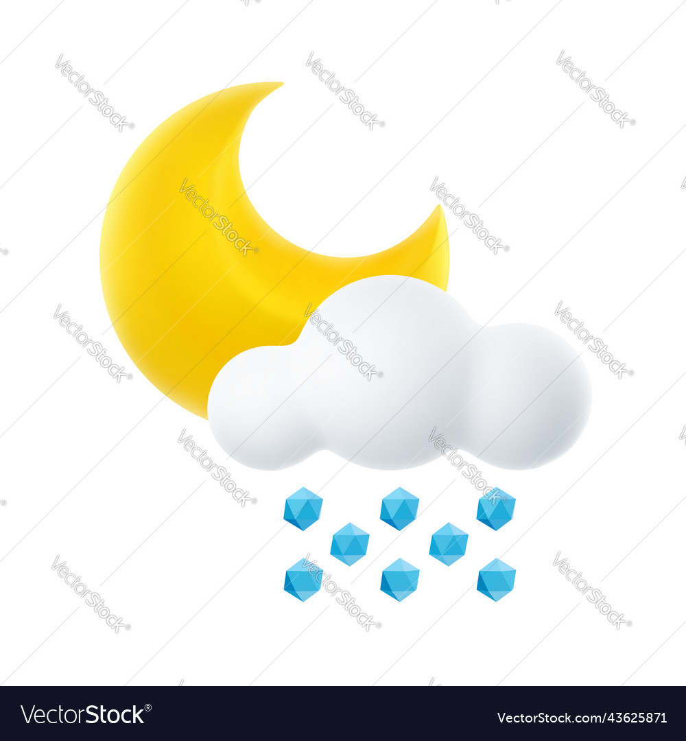 3d cartoon weather icon of night hail sign Vector Image 3d cartoon weather icon of night hail sign Vector Image