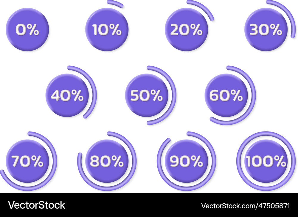 3d percent diagram pie chart set percentage Vector Image