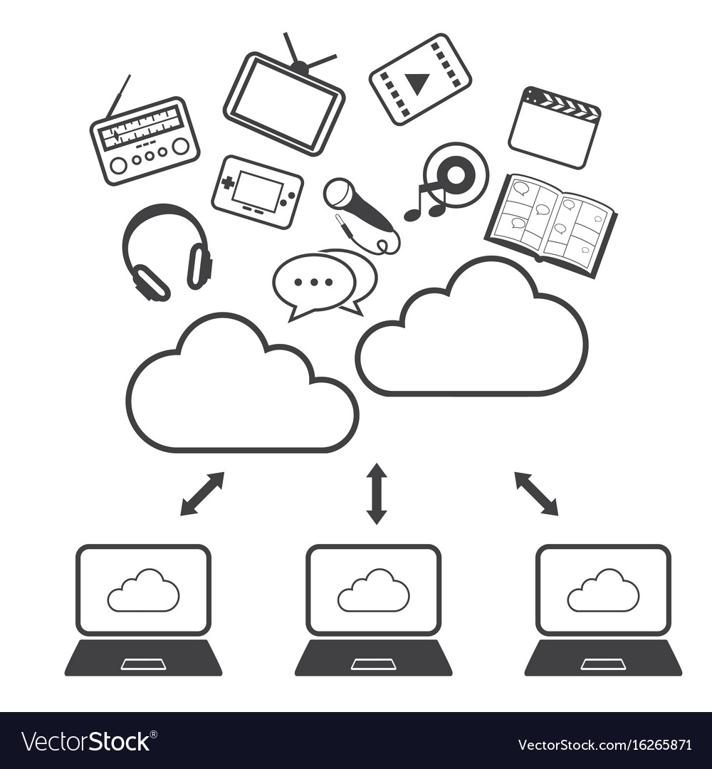 Big data icons set cloud computing Royalty Free Vector Image