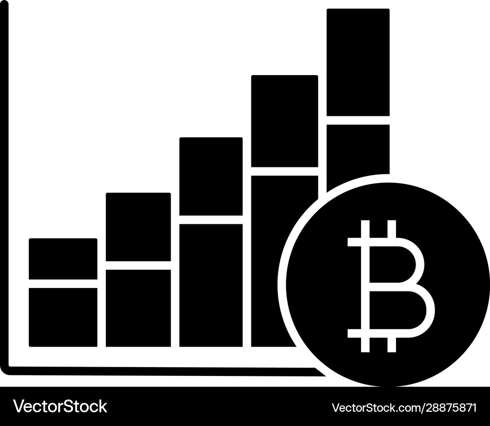 Bitcoin market growth chart glyph icon Royalty Free Vector