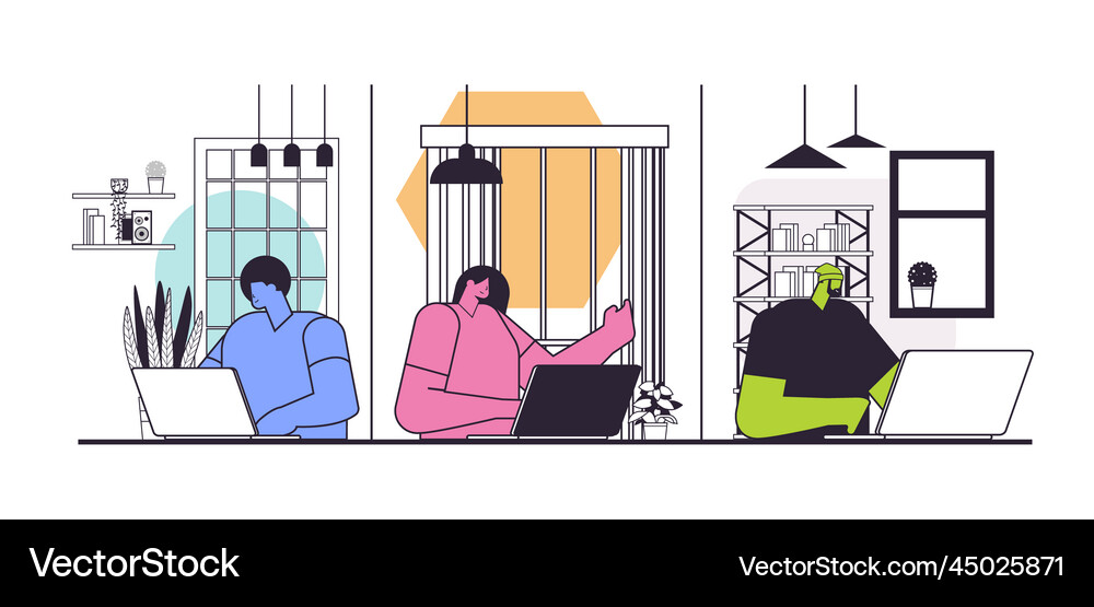 Businesspeople team working in creative coworking Vector Image