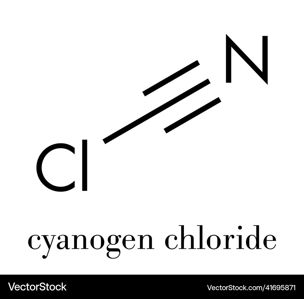 Cyanogen chloride toxic gas molecule skeletal Vector Image