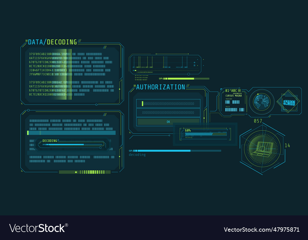 Data decoding program screen with authorization Vector Image Data decoding program screen with authorization Vector Image