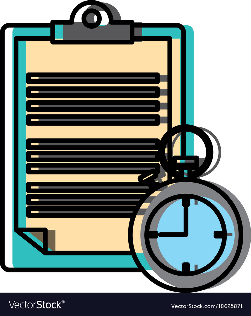 Document board and timer Royalty Free Vector Image
