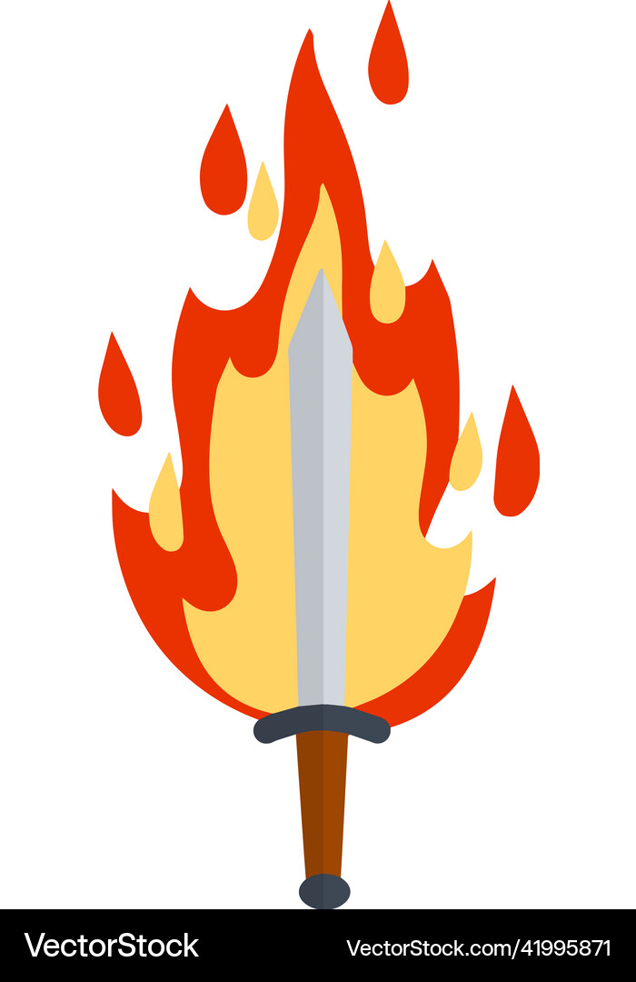 Fiery sword magic weapon of knight Royalty Free Vector Image