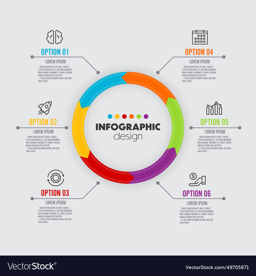 Infographic business data process diagram 6 Vector Image