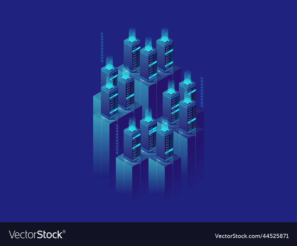 Isometric concept server room data center Vector Image