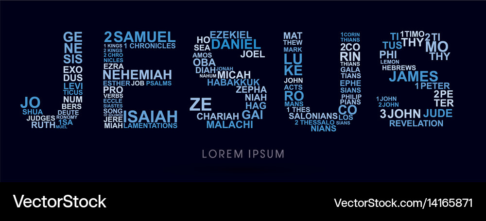Jesus Christ with Bible Words Royalty Free Vector Image