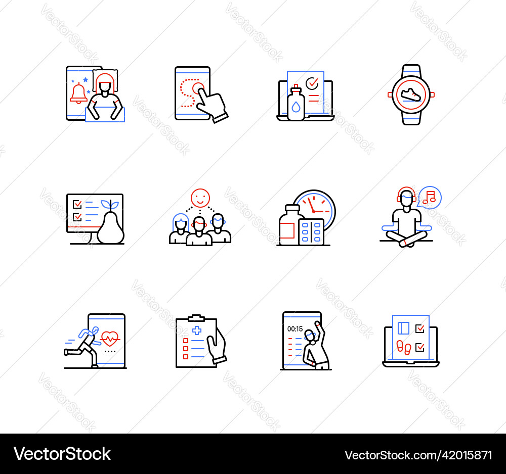 Lifestyle and routine - line design style icons Vector Image